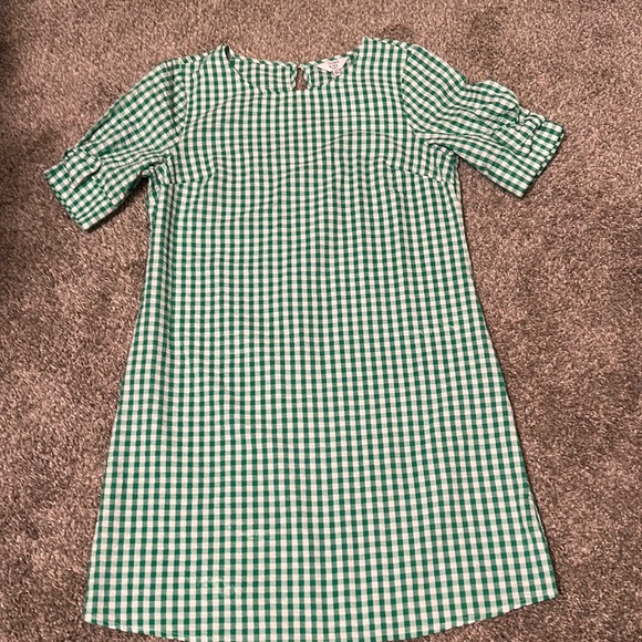 crown & ivy | Dresses | Crown And Ivy Green And White Checked Dress ...